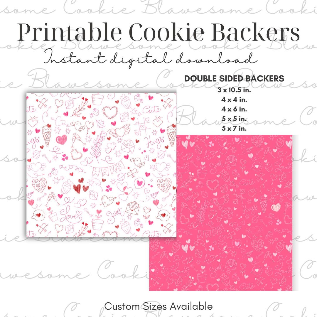 Printable Valentine Doodles Cookie Backers/instant Digital Download/box ...