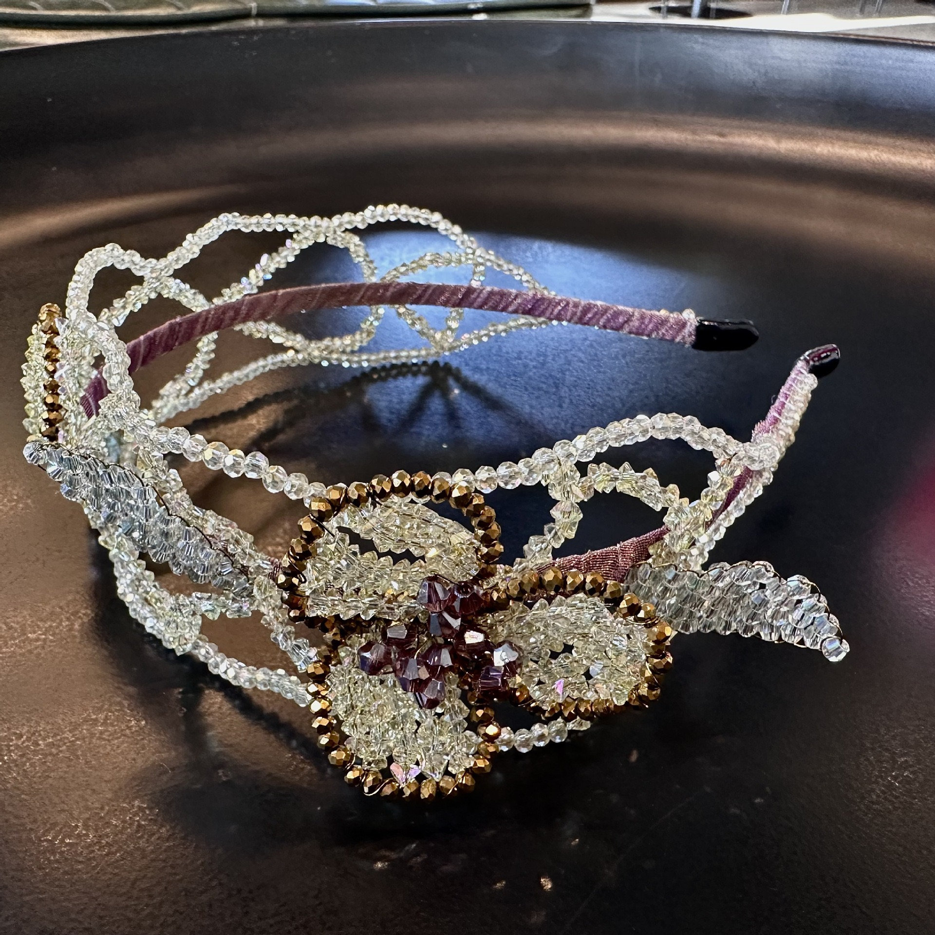 French Niche Design Crystal Handmade Beaded Headband Sweet Temperament ...