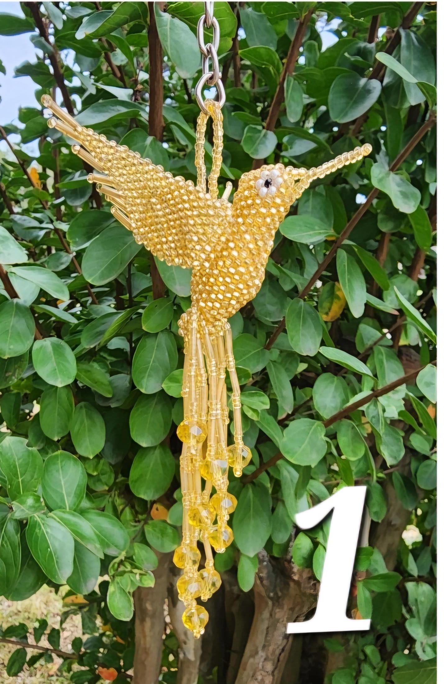 Beaded Handmade Hummingbird Key Chain, Hanging Ornament. the Perfect ...