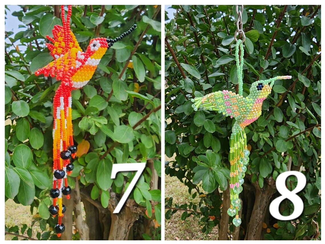 Beaded Handmade Hummingbird Key Chain, Hanging Ornament. the Perfect ...