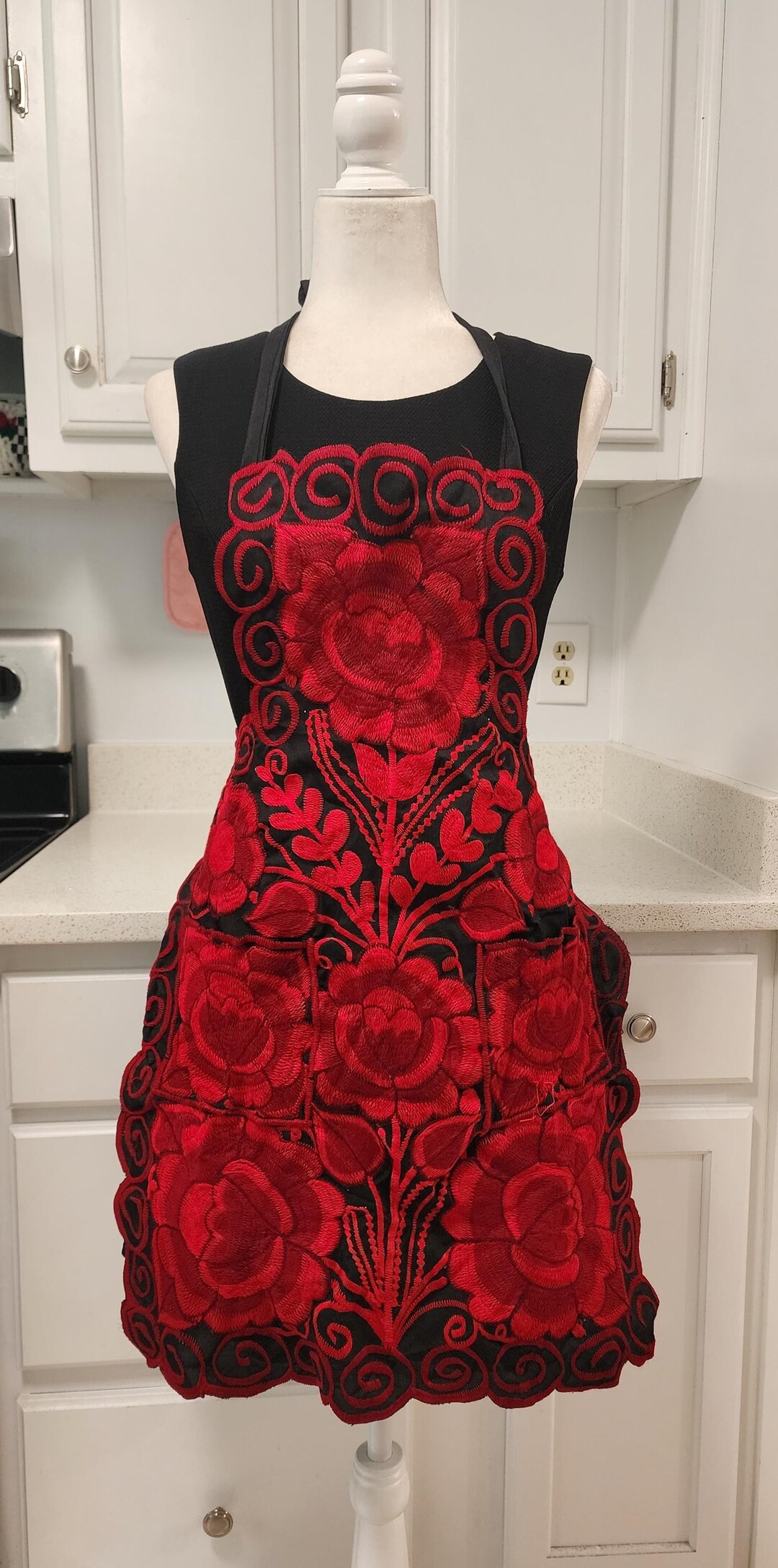 Mexican Embroidered Aprons, Floral Aprons, Kitchen Tools, Gifts for Her ...