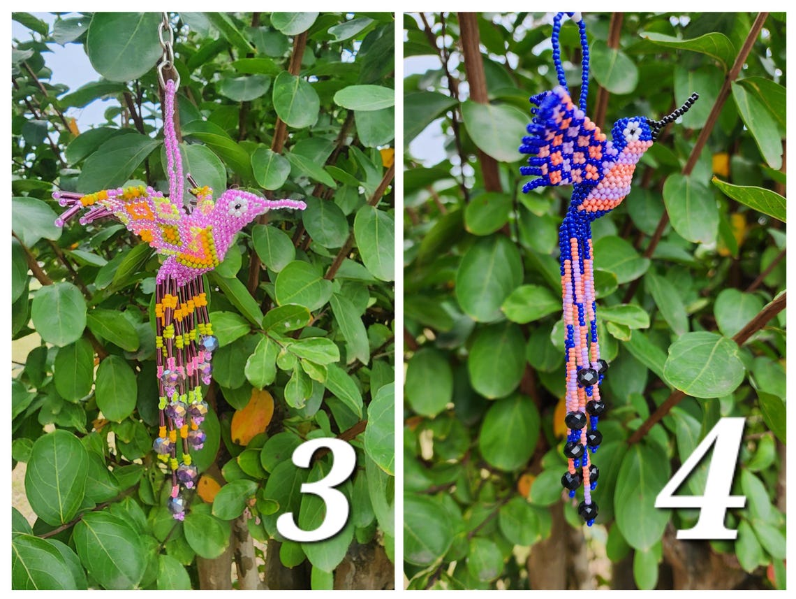 Beaded Handmade Hummingbird Key Chain, Hanging Ornament. the Perfect ...