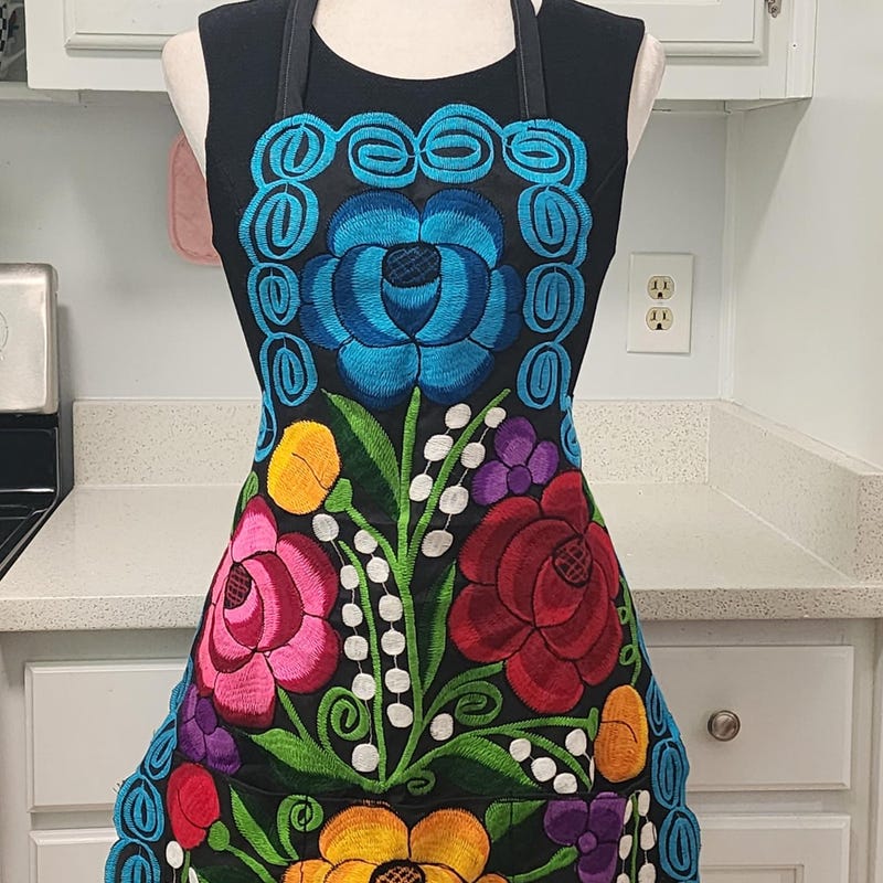 Mexican Embroidered Apron - Etsy