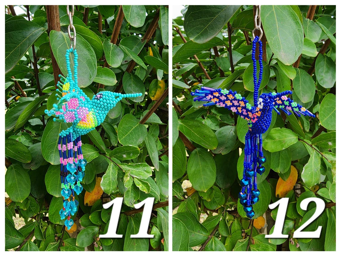 Beaded Handmade Hummingbird Key Chain, Hanging Ornament. the Perfect ...