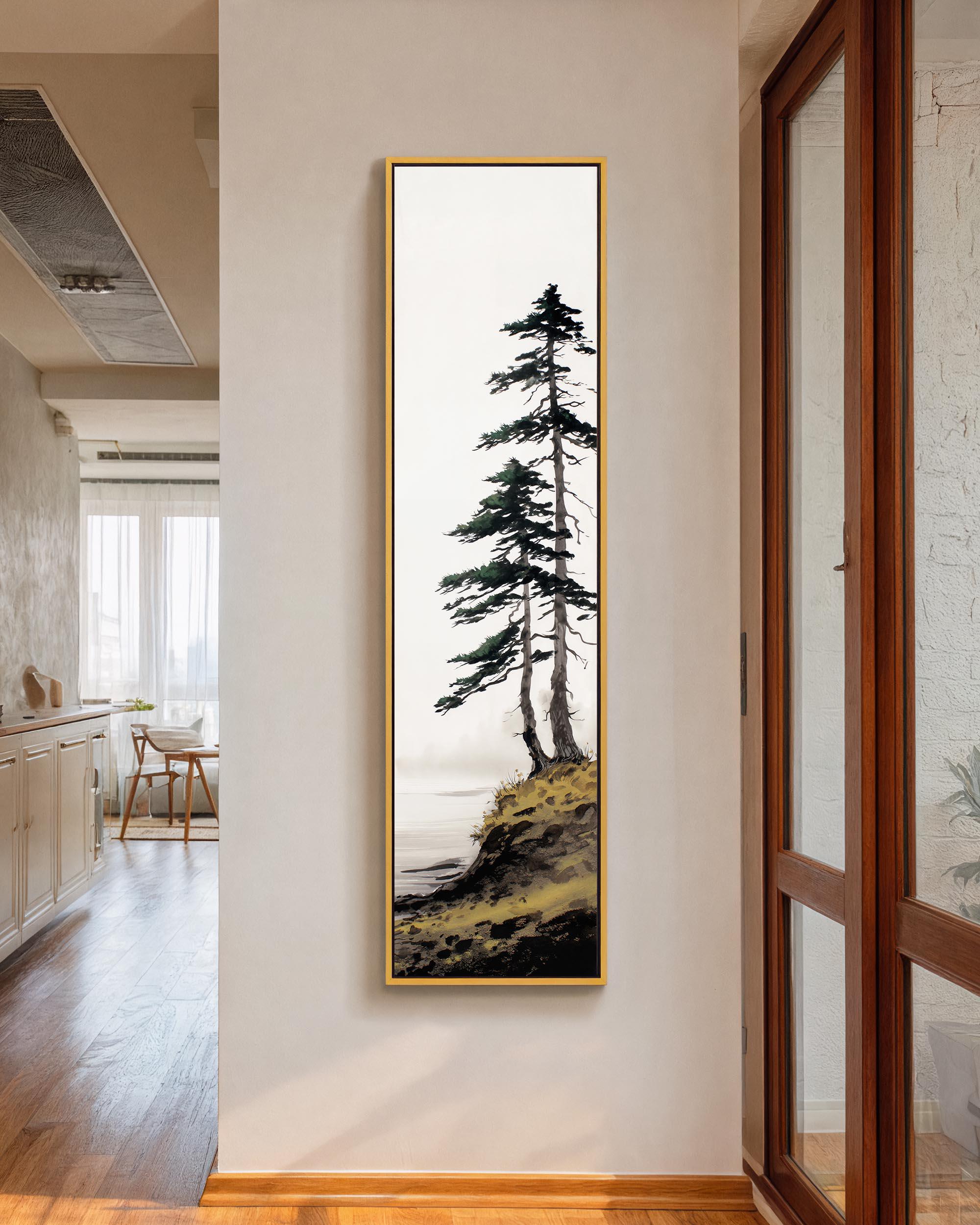 Minimalist Pine Tree Canvas Art, Japanese Zen Landscape Painting ...