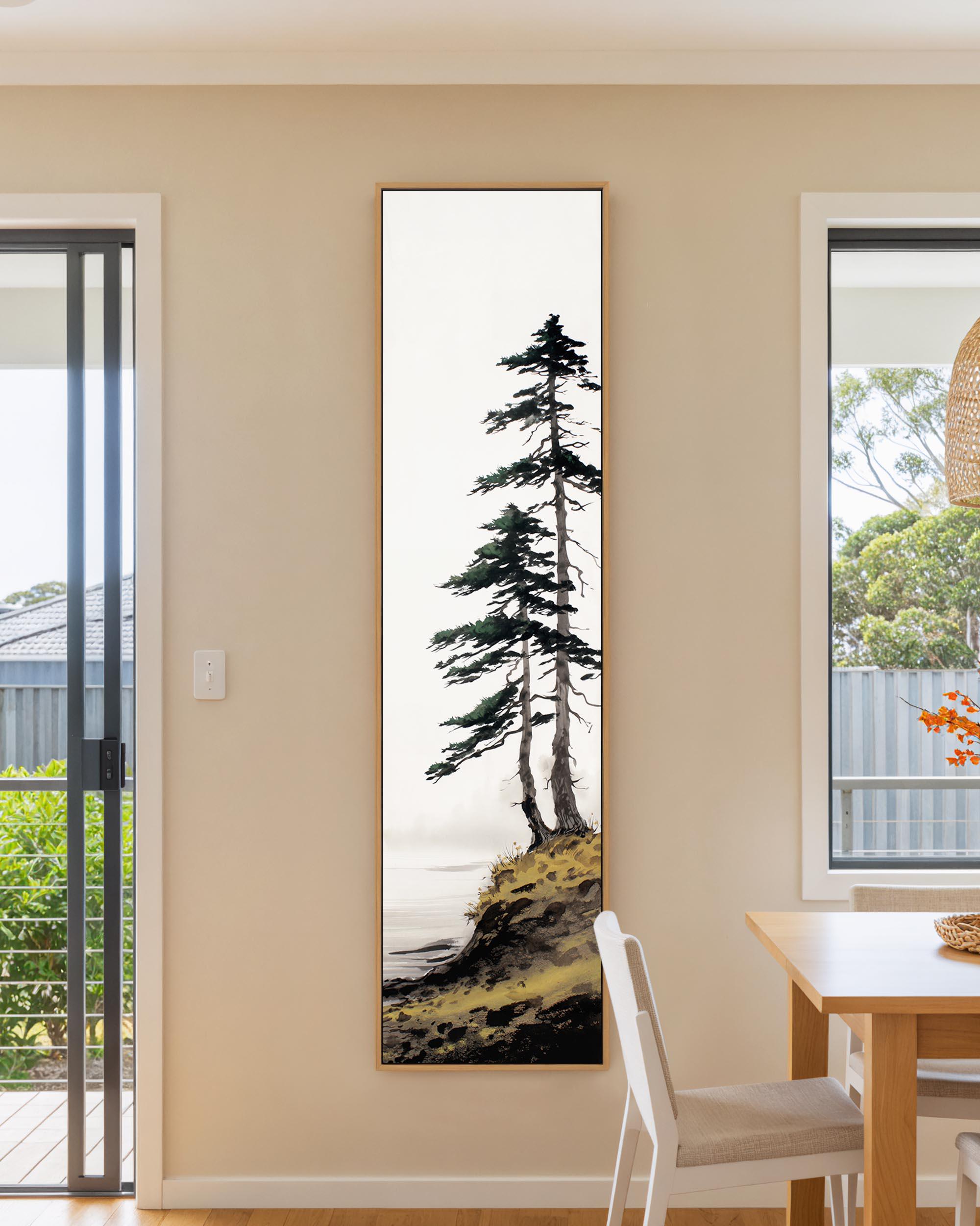 Minimalist Pine Tree Canvas Art, Japanese Zen Landscape Painting ...