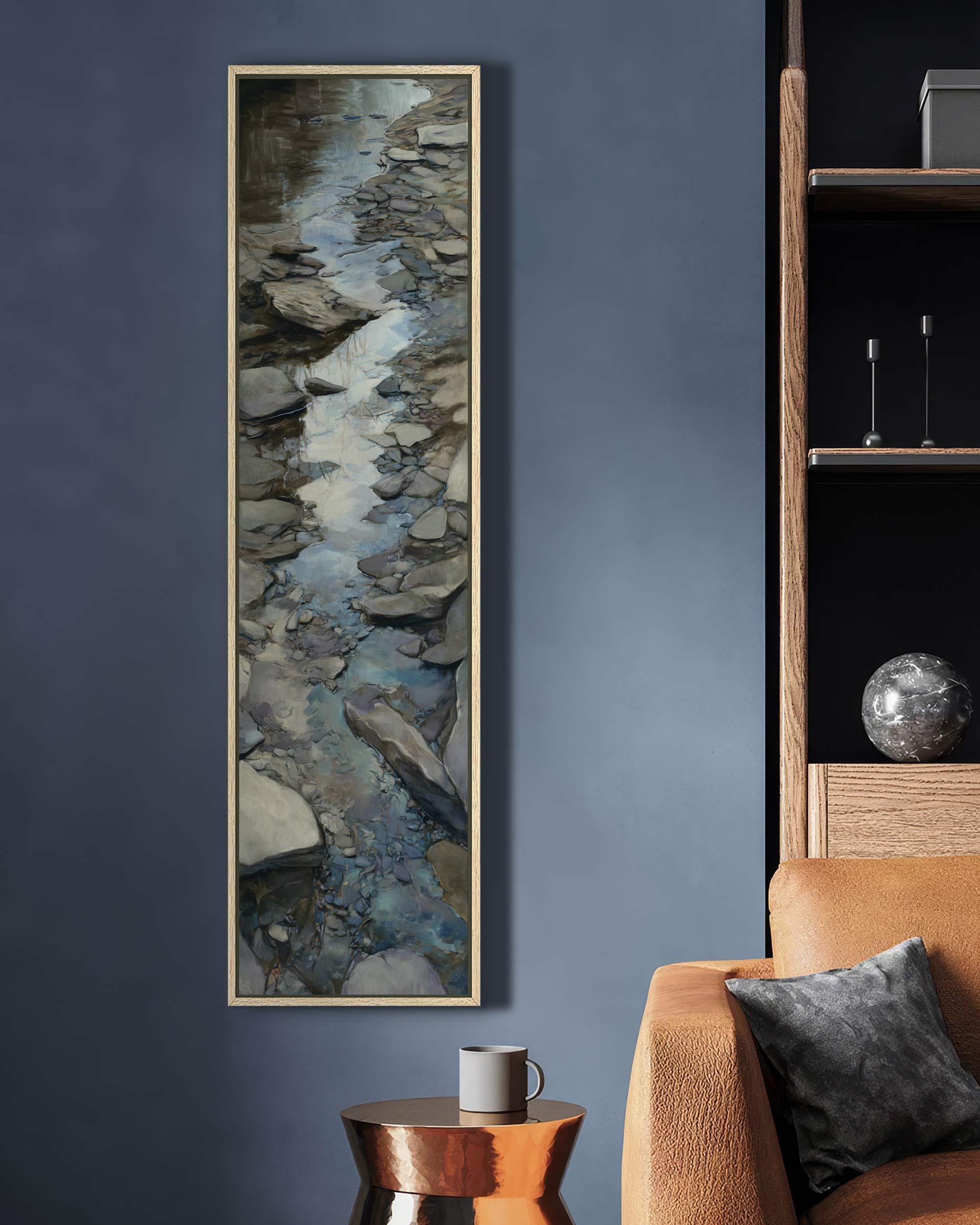 Rocky Stream Wall Art, Tranquil Riverbed Canvas, Nature Landscape ...