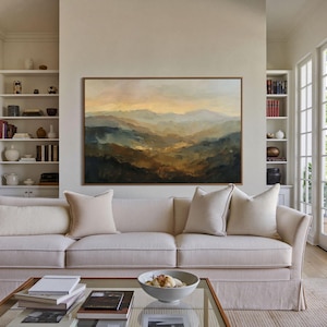 Mountain Range Canvas Wall Art, Abstract Landscape Painting, Earthy ...