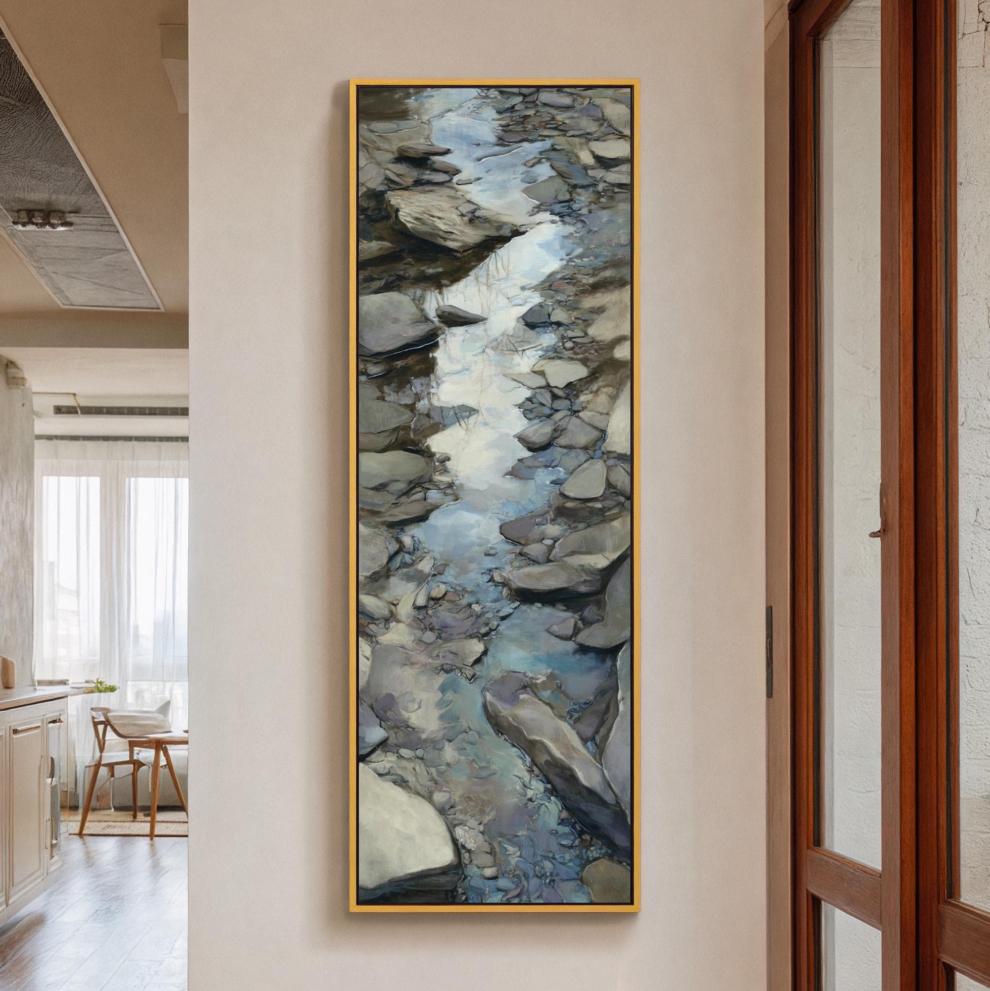 Rocky Stream Canvas, Riverbed Reflection Art, Long Narrow Wall Decor - Etsy