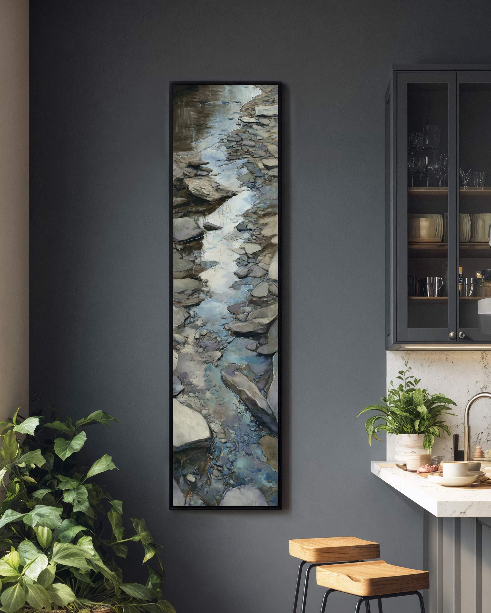 Rocky Stream Canvas, Riverbed Reflection Art, Long Narrow Wall Decor - Etsy