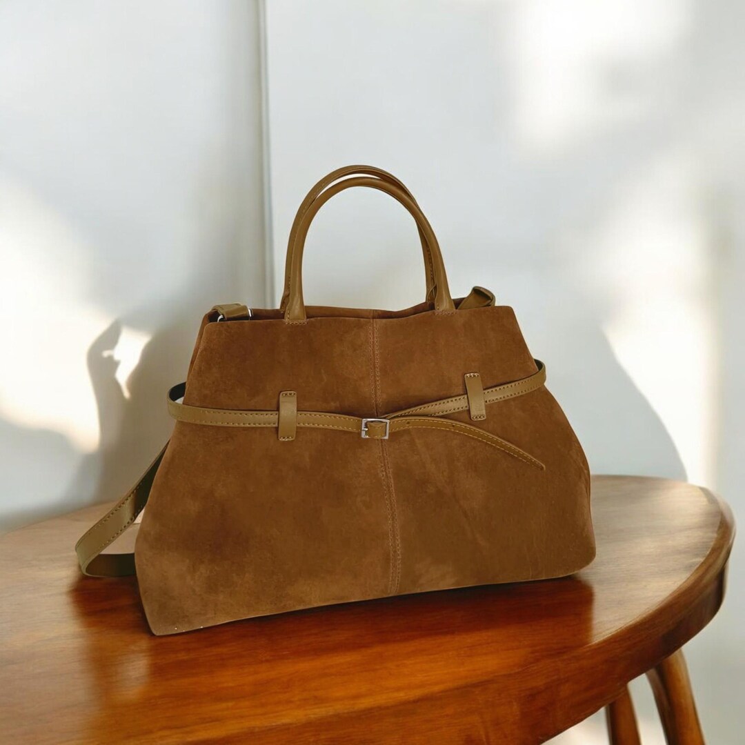 Suede Tote Shoulder Bag Minimal Suede Totes Luxury Shoulder Bag Classic ...