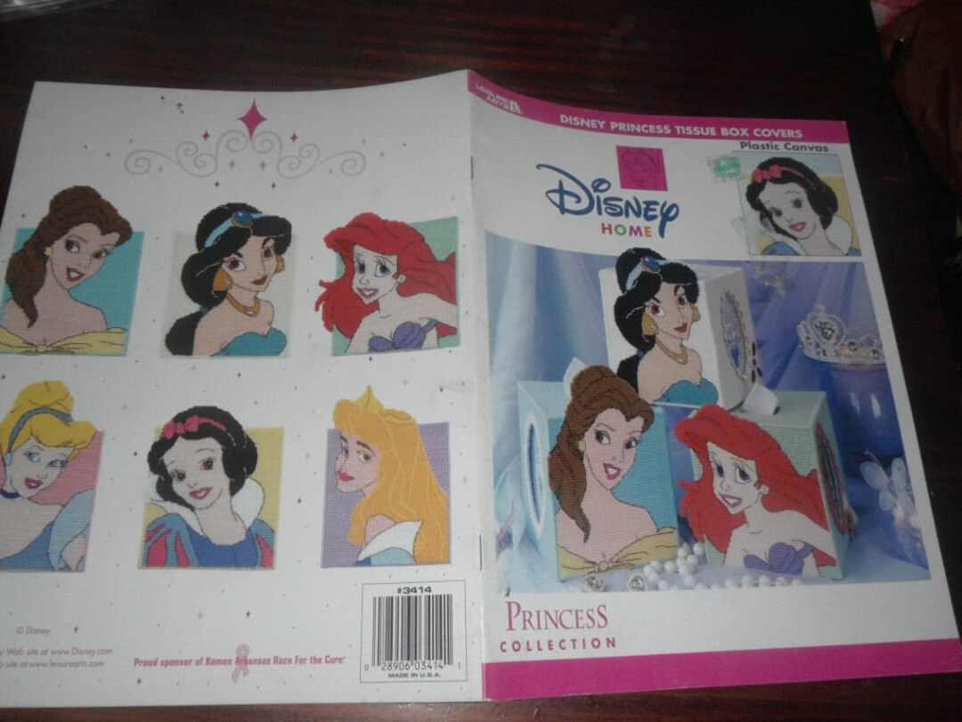 Disney Plastic Canvas Princess Tissue Box Covers Leisure Arts 3414 ...
