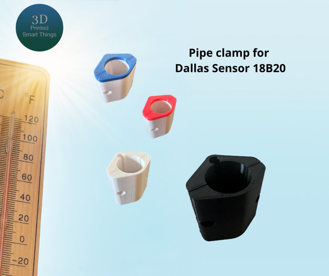 3D Printed Temperature Sensor Holder for Pipes. This is a Clamp for a ...
