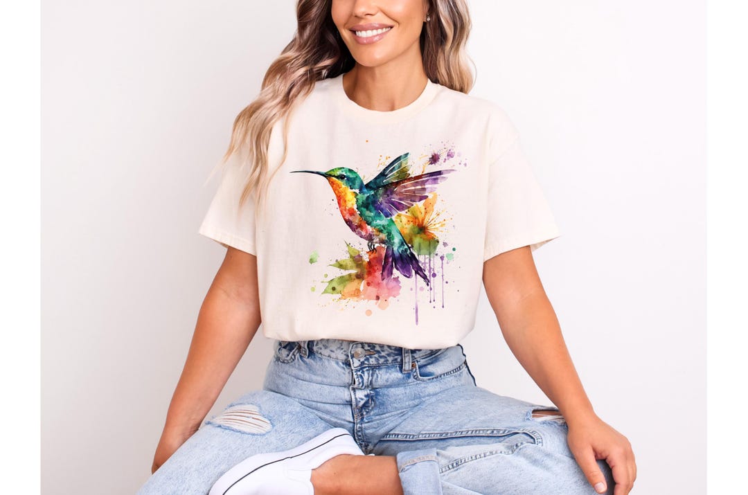 Hummingbird Shirt, Floral Hummingbird Shirt, Animal Lover Tee, Bird ...