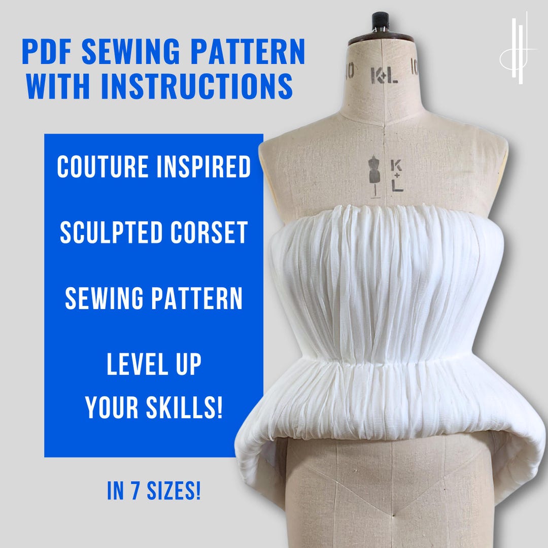 Sculpted Corset Sewing Pattern | Chiffon Draping, Couture Design (PDF ...