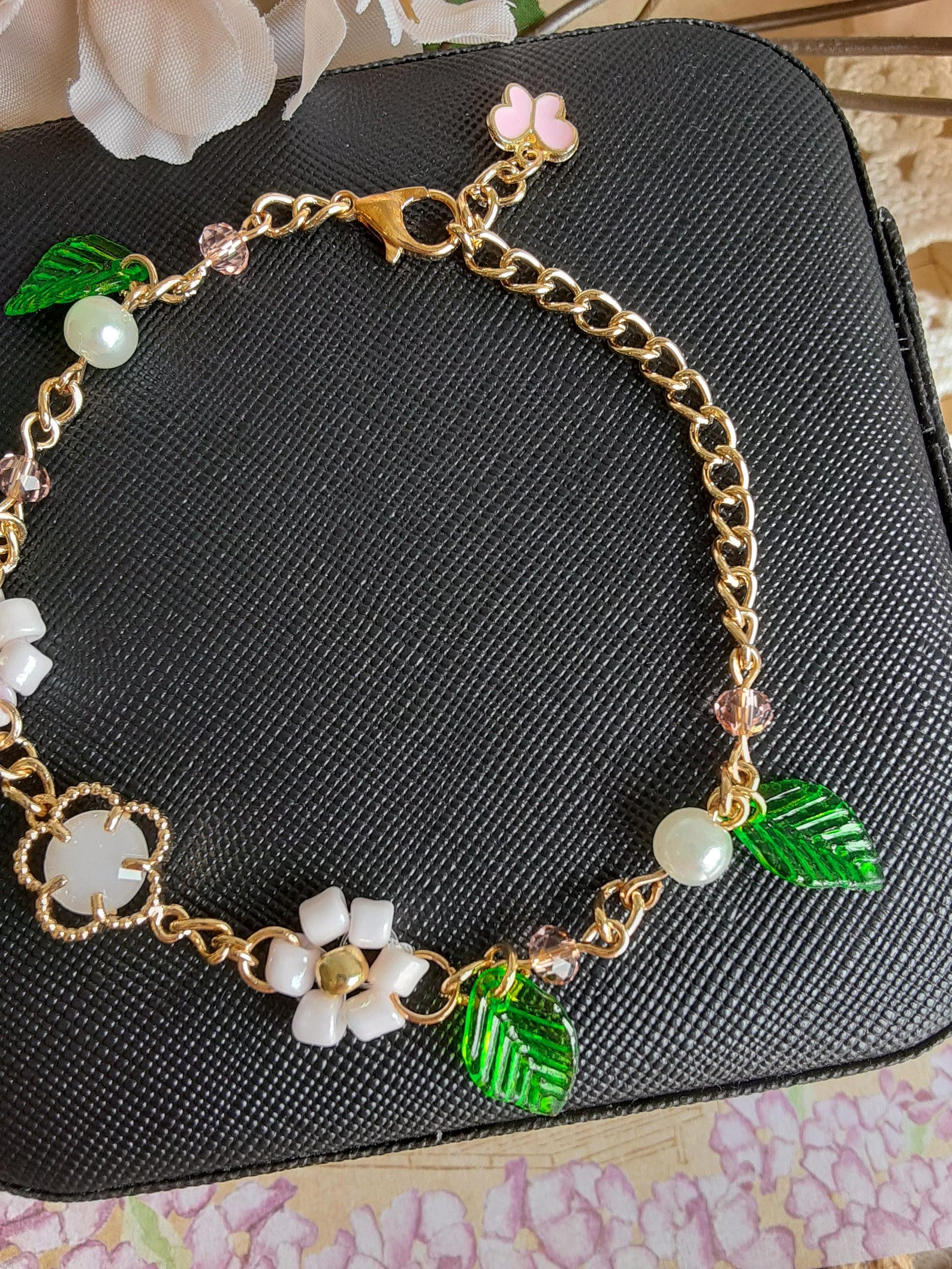 Pink Cottagecore Bracelet, Pink Daisy Bracelet, Gifts for Her, Wedding ...
