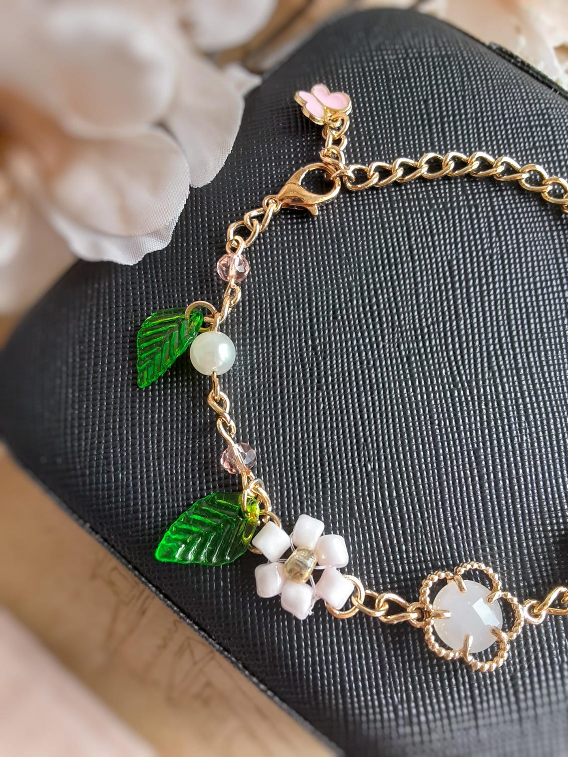 Pink Cottagecore Bracelet, Pink Daisy Bracelet, Gifts for Her, Wedding ...