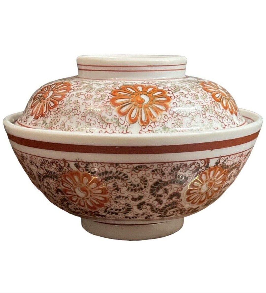 Japanese Ceramic Round Rice Bowl Kutani Ware - Etsy