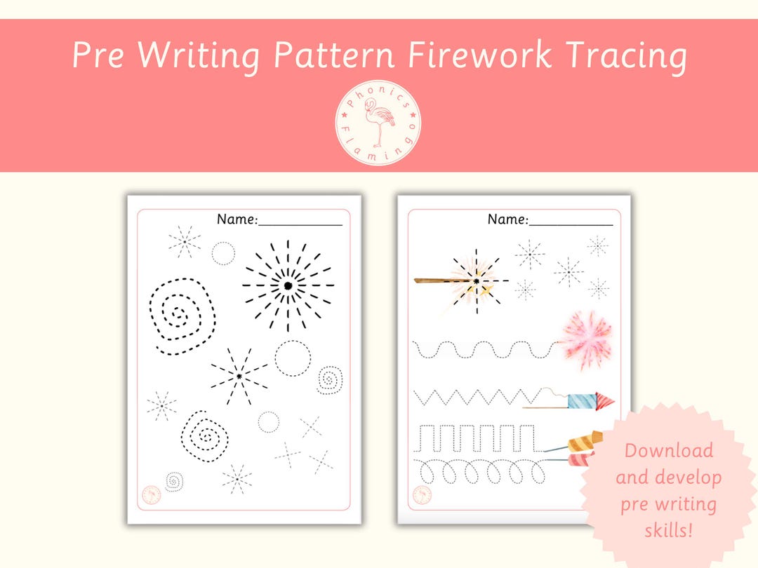 Pre Writing Pattern Firework Tracing / Fine Motor, Pencil Control ...