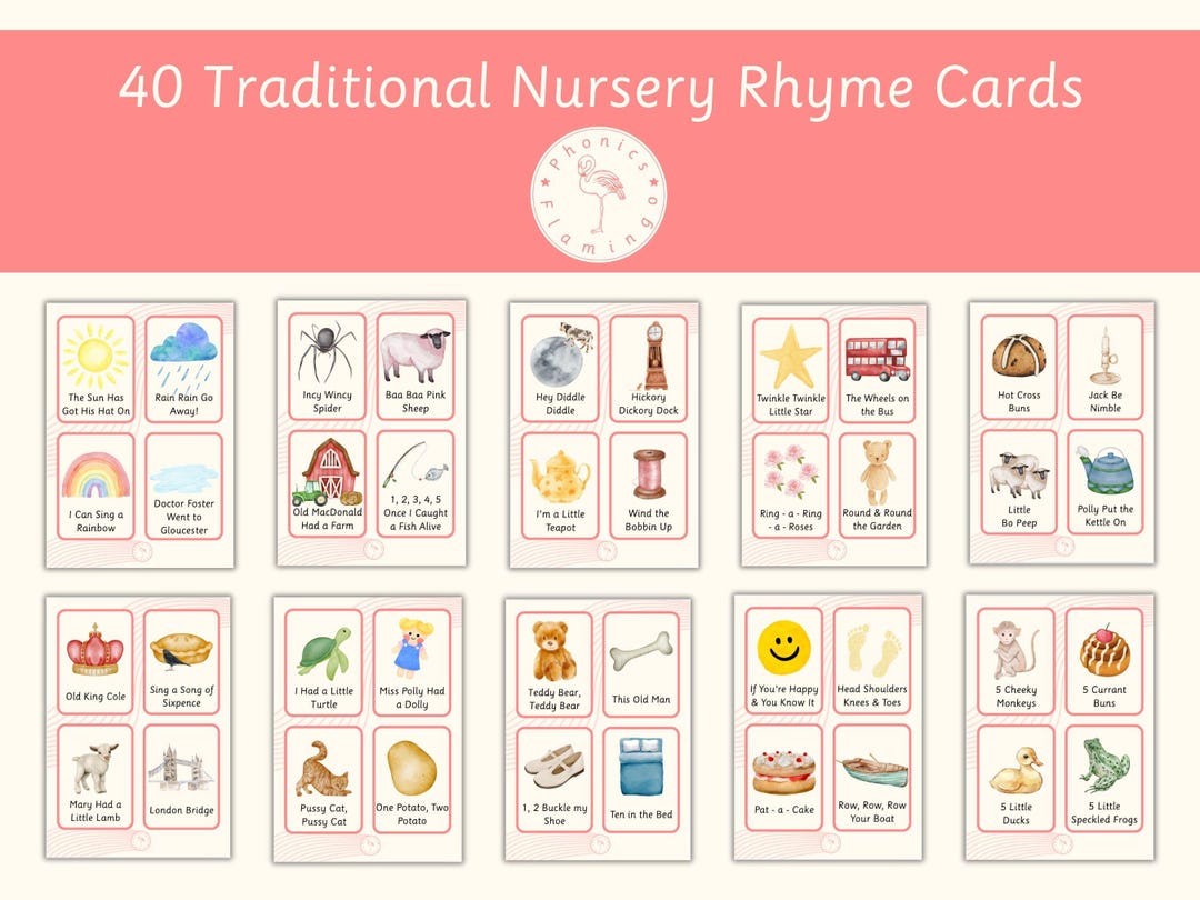 Watercolour Nursery Rhyme Flashcards: Early Learning Phonics (PDF ...