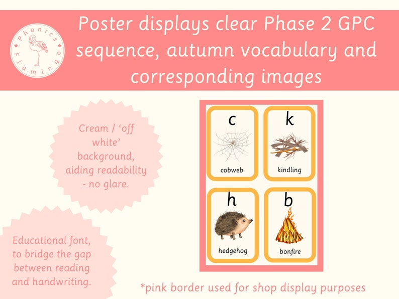 Phase 2 Autumn Sound Mat A3 Display / Phonics Printable, Early Years ...