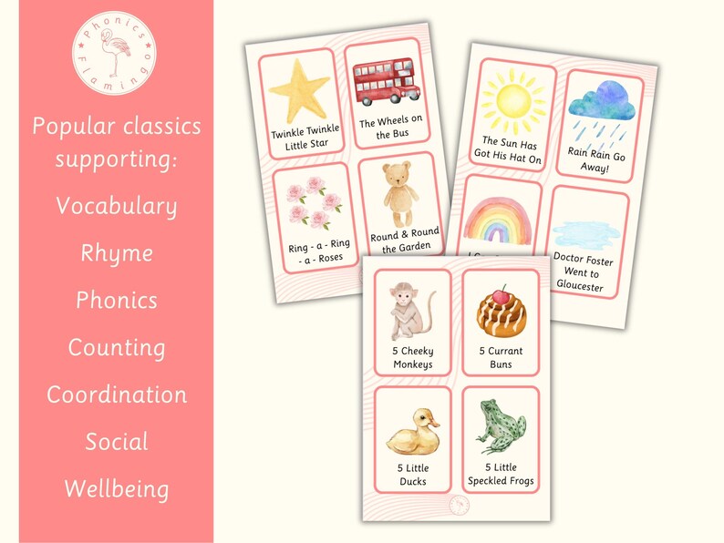 Watercolour Nursery Rhyme Flashcards: Early Learning Phonics (PDF ...