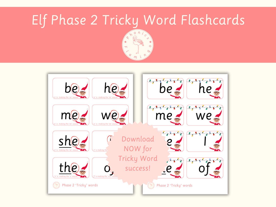 Elf Phase 2 Tricky Word Flashcards / Christmas Activity, Phonics ...