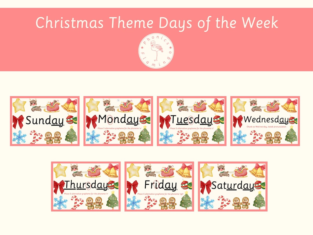 Christmas Days of the Week Flashcards: Phonics Printable for Early ...