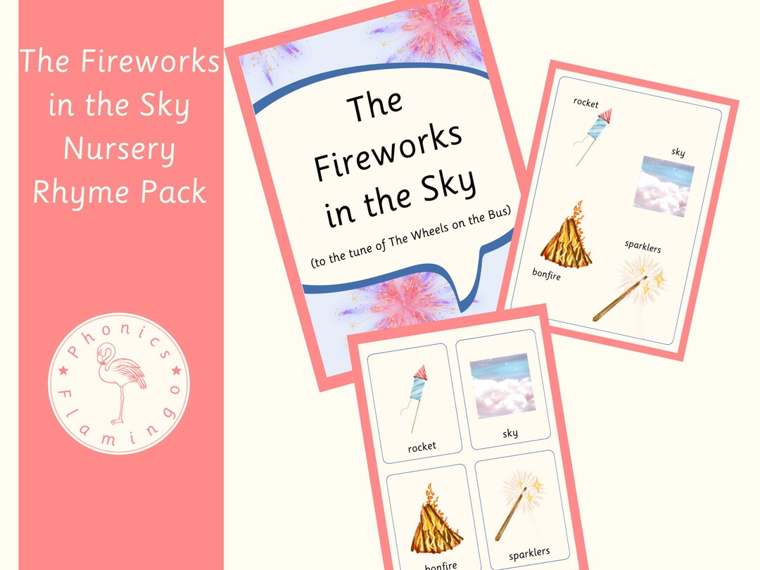 Nursery Rhyme Song Printable / the Fireworks in the Sky Lyrics Display ...