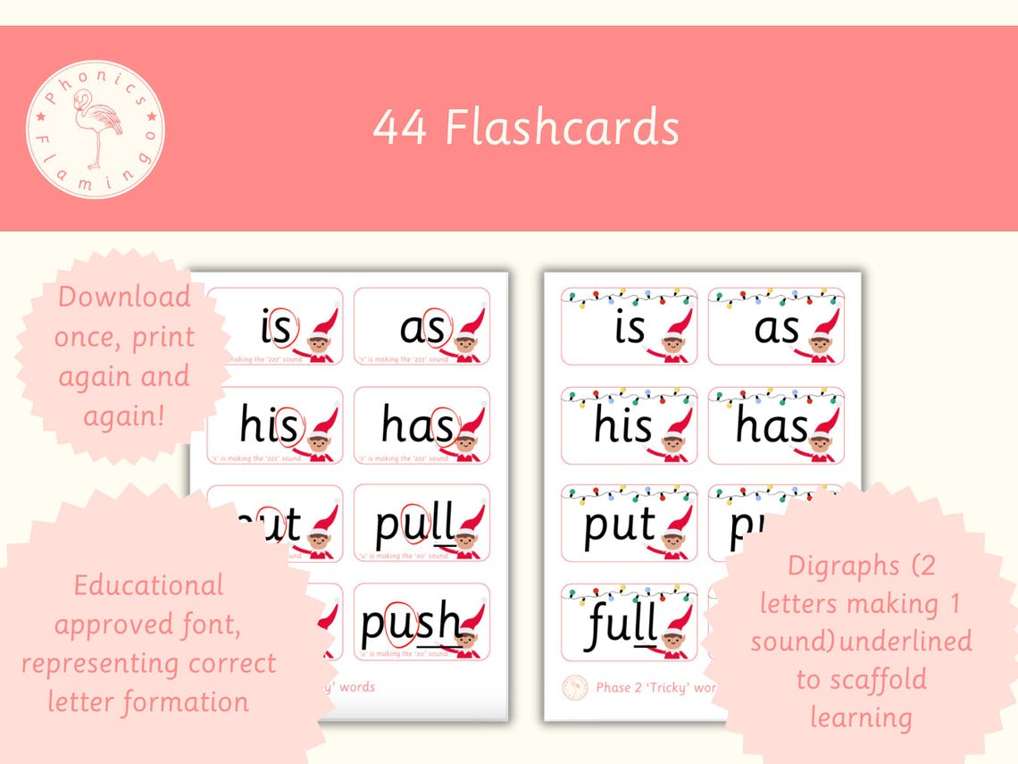Elf Tricky Word Flashcards: Phase 2 Phonics (digital Download) - Etsy