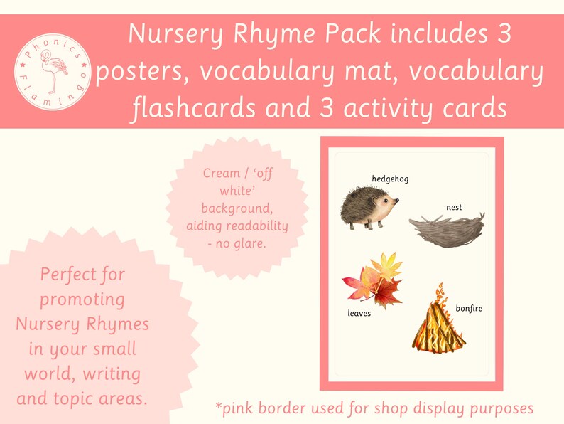 Nursery Rhyme Song Printable / I'm a Little Hedgehog Lyrics Display ...