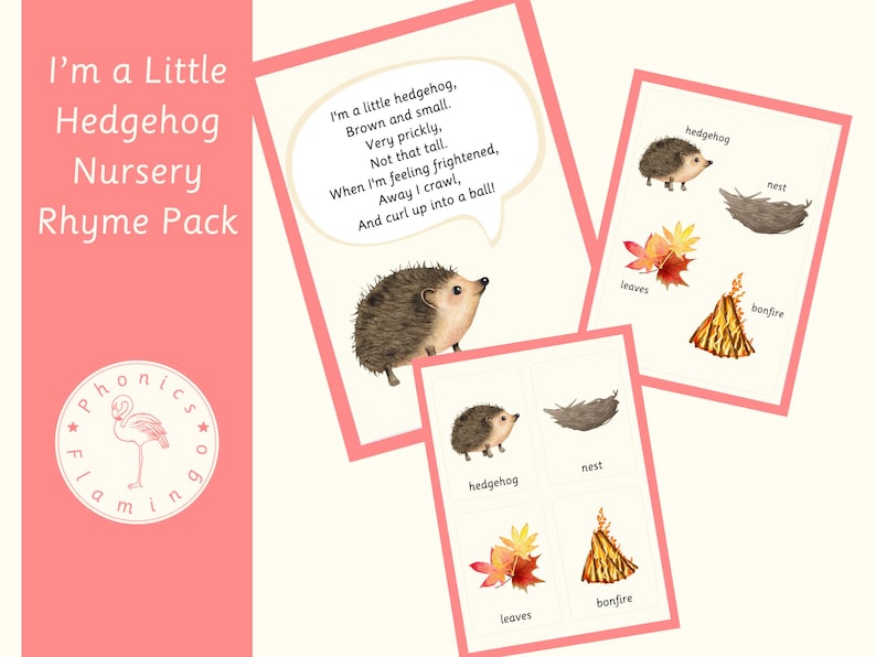 Nursery Rhyme Song Printable / I'm a Little Hedgehog Lyrics Display ...