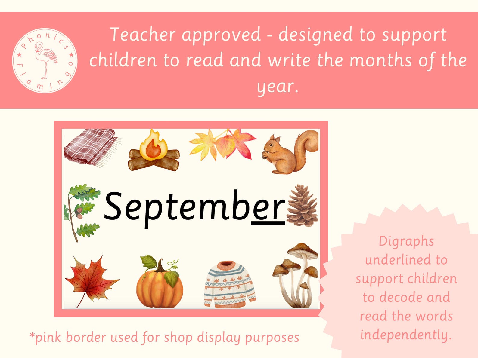 Months of the Year Flashcards: Phonics Printable for Homeschool ...