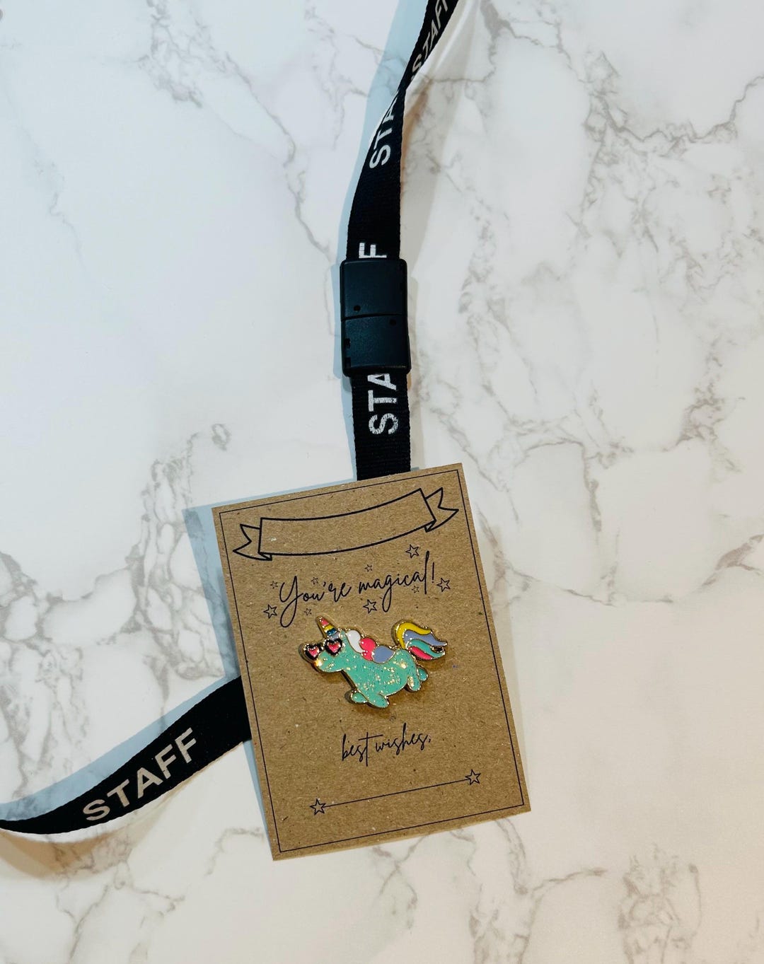 Unicorn Enamel Pin Badge, Teacher Thank You Gift Card - Etsy