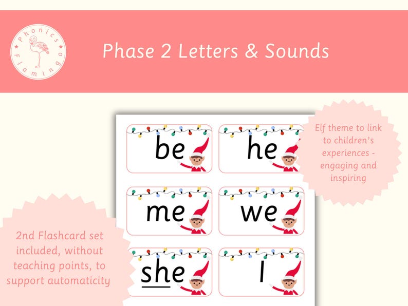 Elf Tricky Word Flashcards: Phase 2 Phonics (digital Download) - Etsy