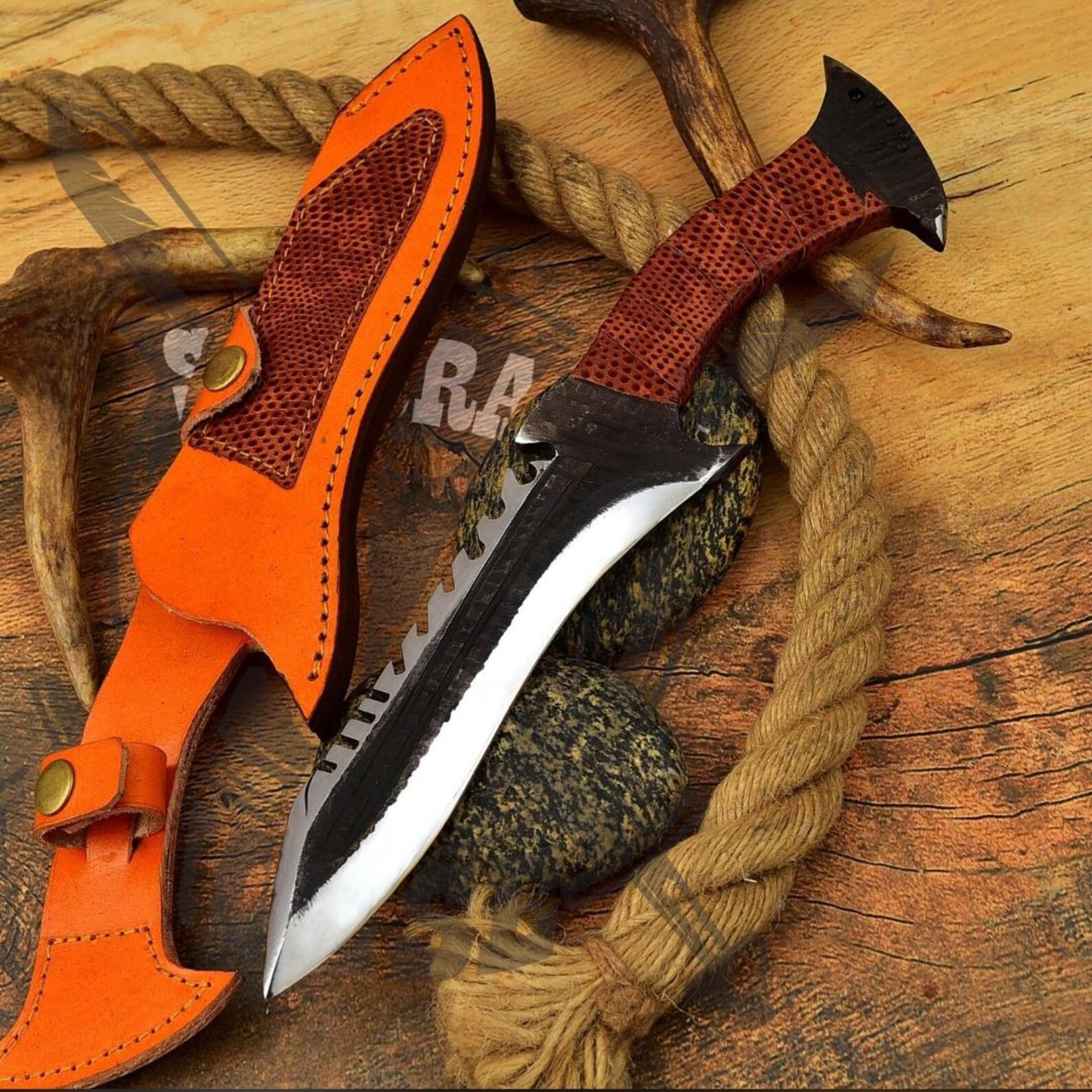 Handmade Tracker Knife Full Tang 12 Inches Handmade Knife With Sheath ...