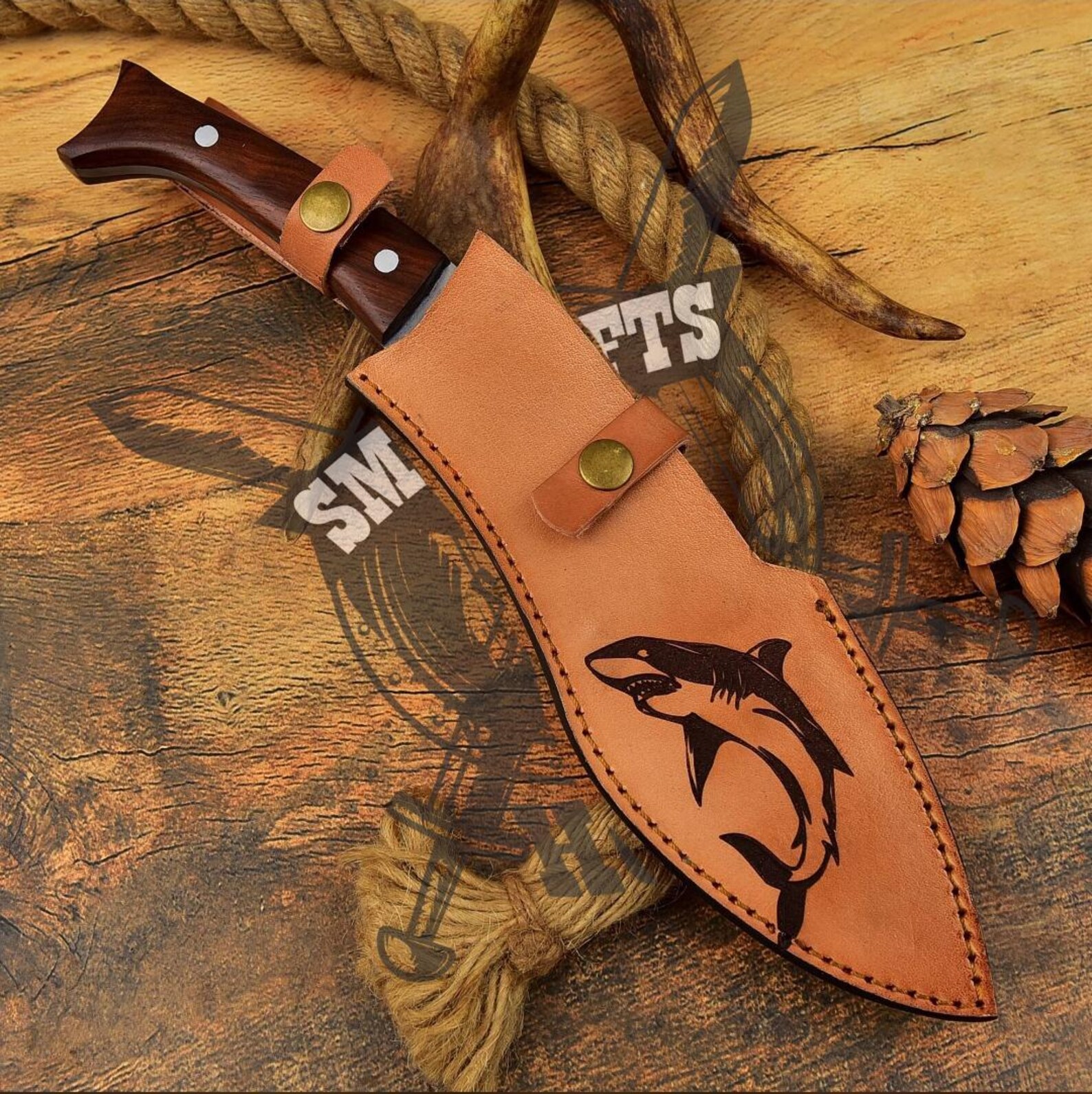 Handmade Tracker Knife Full Tang 12 Inches Handmade Knife With Sheath ...