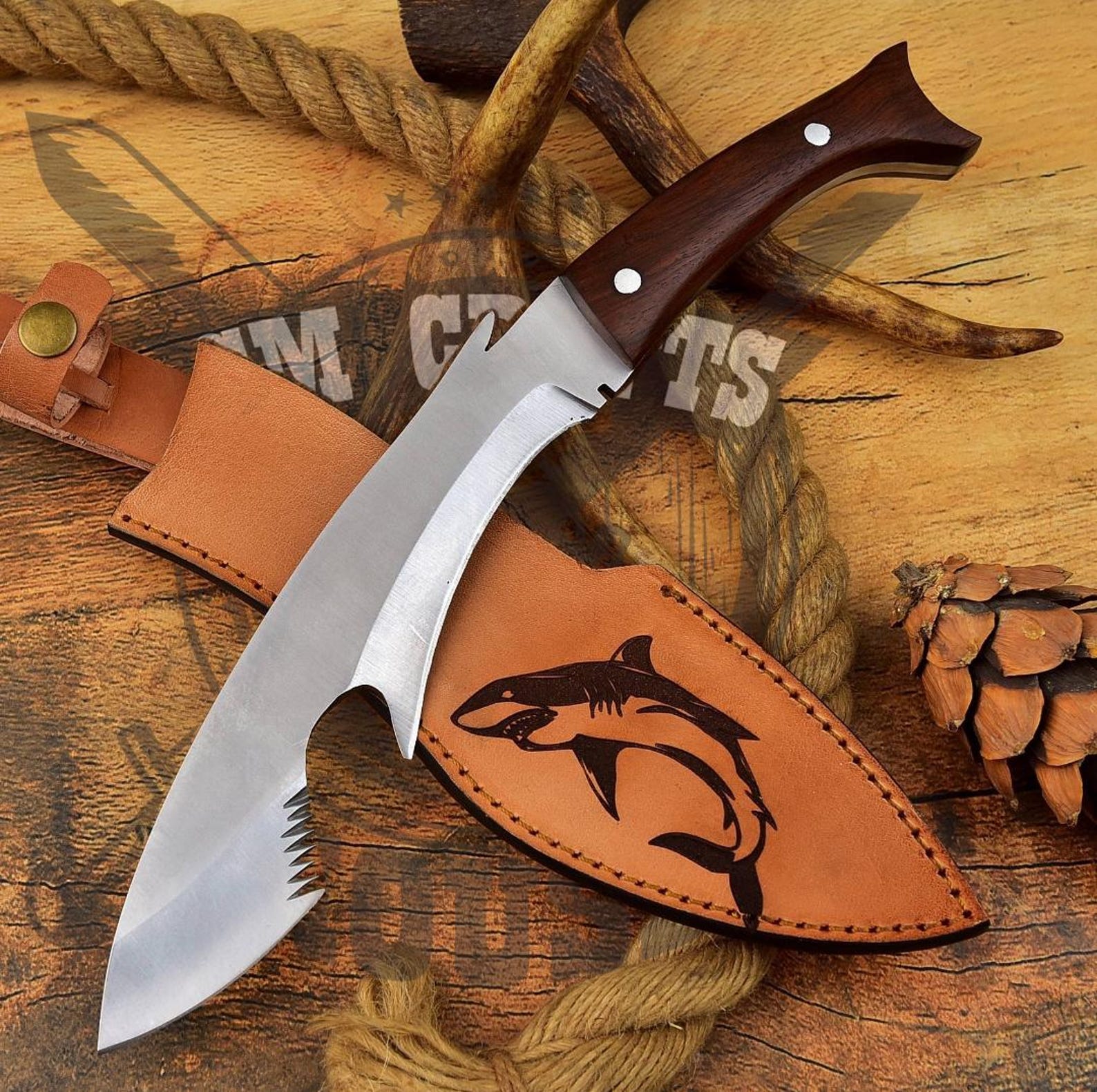Handmade Tracker Knife Full Tang 12 Inches Handmade Knife With Sheath ...