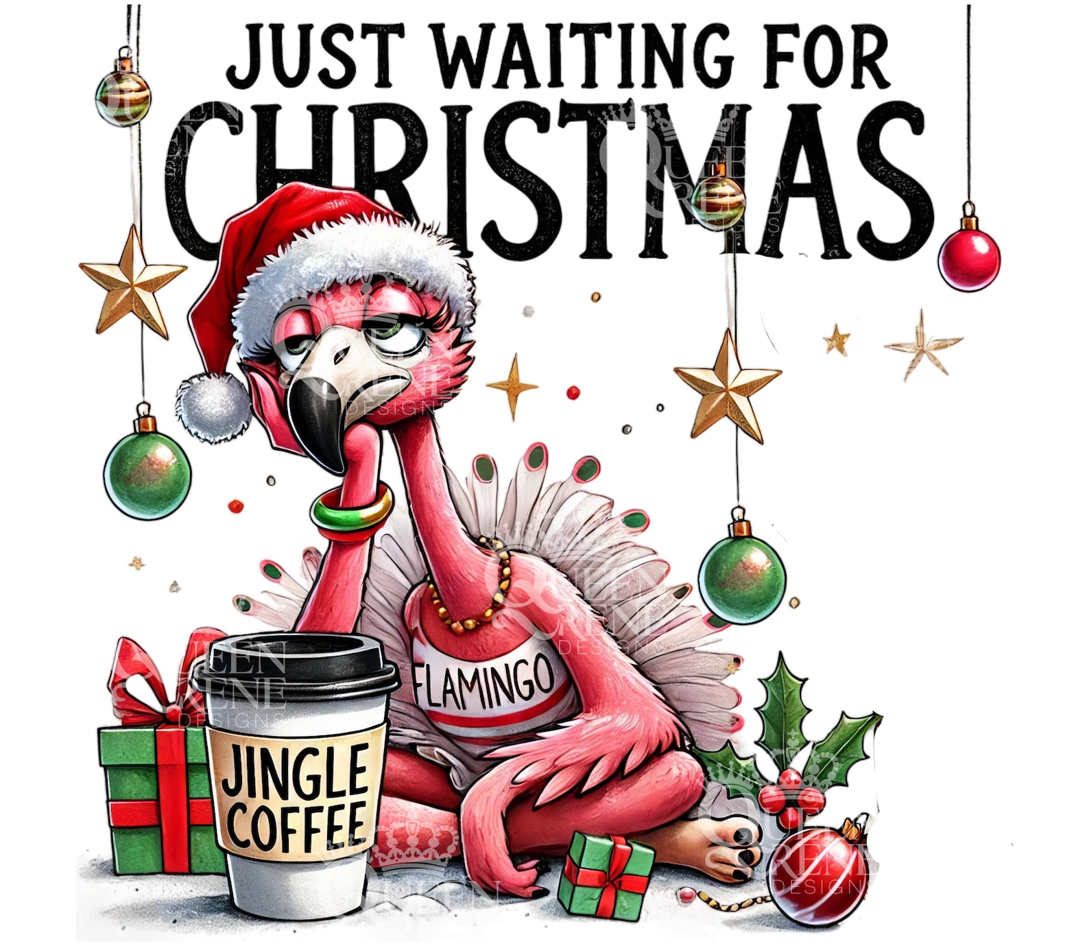 Flamingo Waiting for Christmas Digital File for Sublimation on Tumblers ...