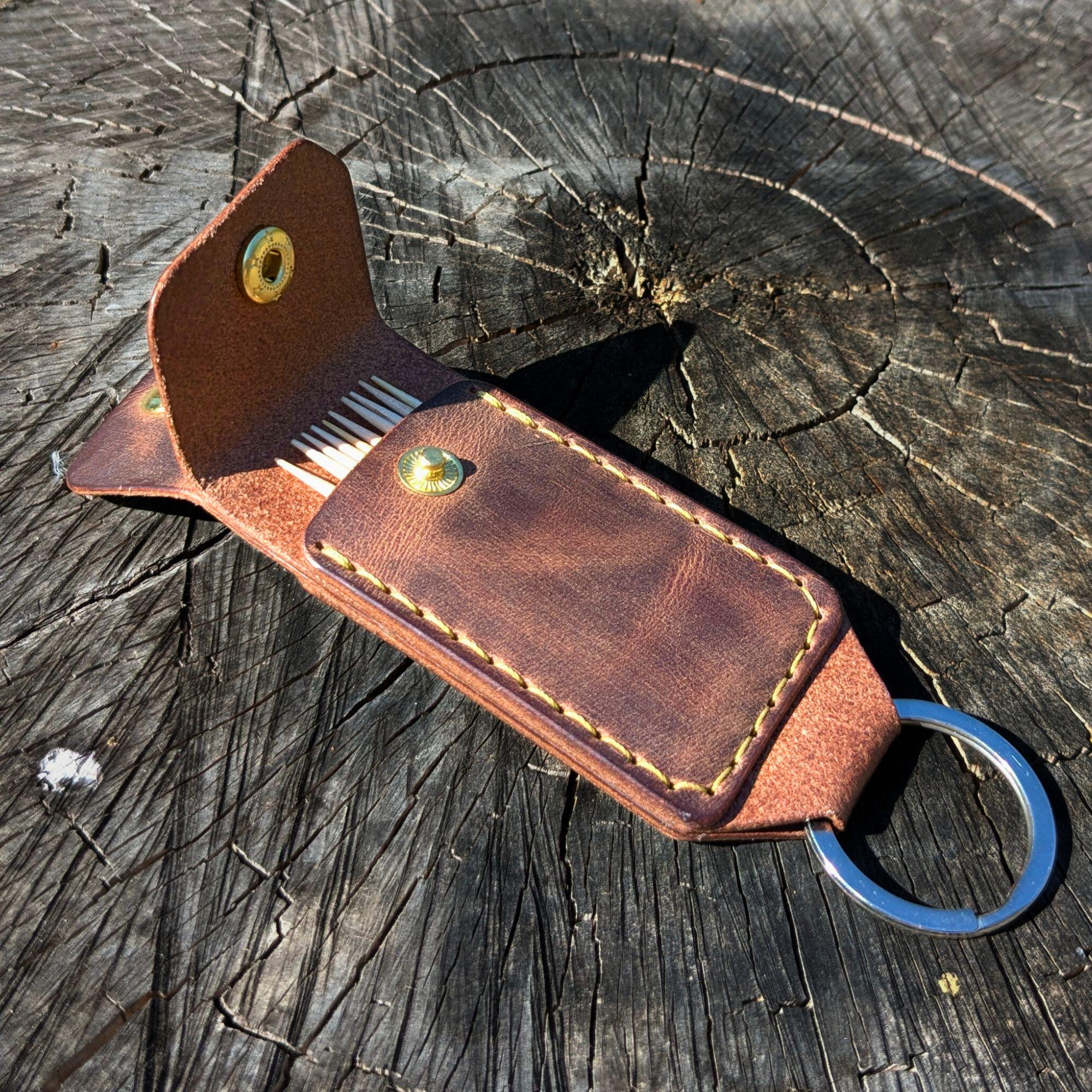 Handmade Leather Keychain Wallet: Toothpick & Cash Holder - Etsy