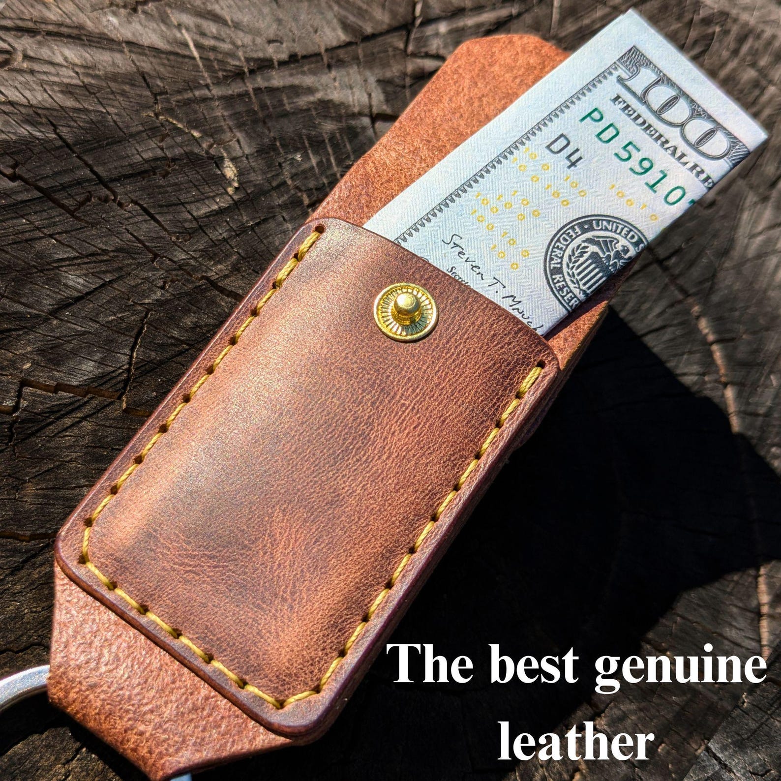 Handmade Leather Keychain Wallet: Toothpick & Cash Holder - Etsy