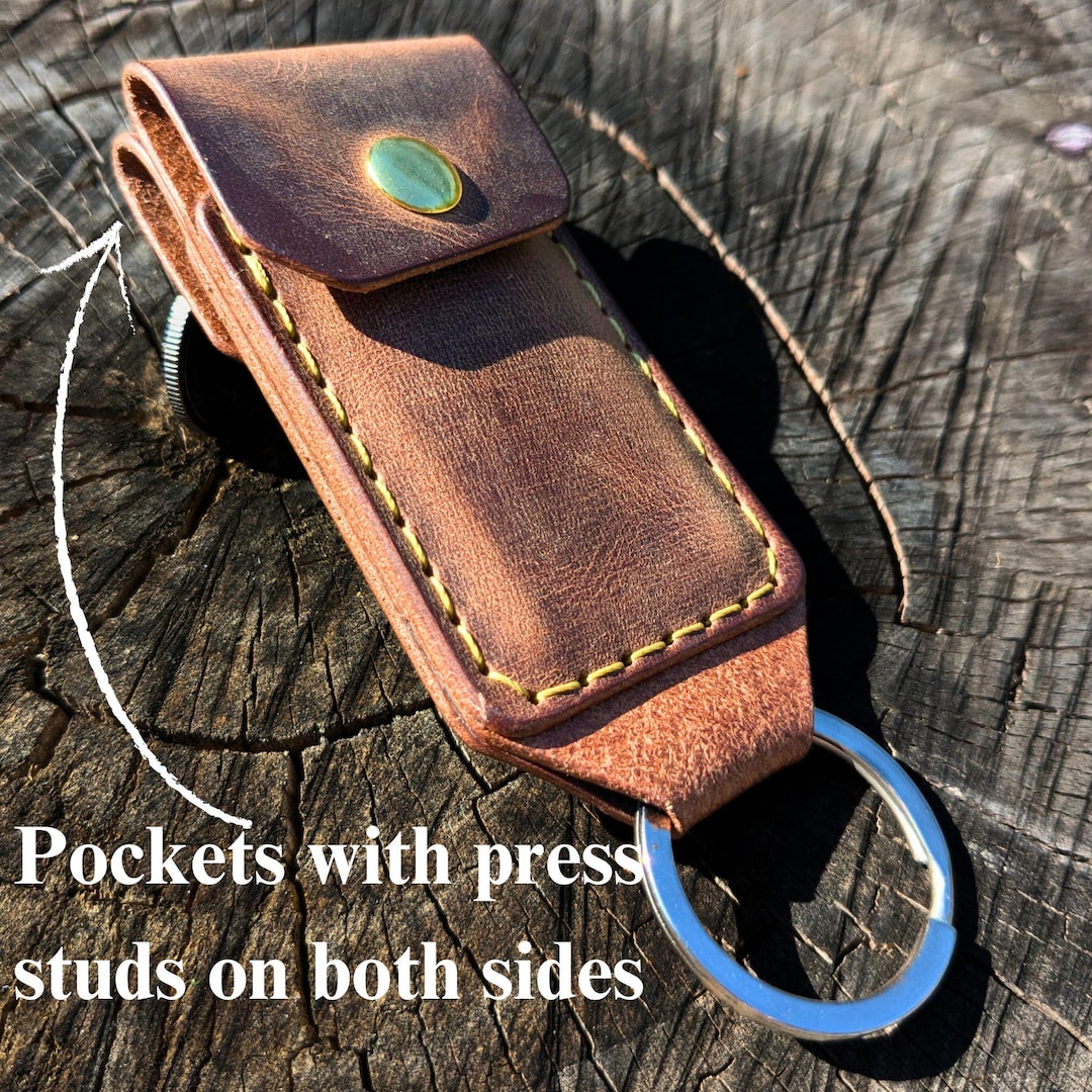 Handmade Leather Keychain Wallet: Toothpick & Cash Holder - Etsy
