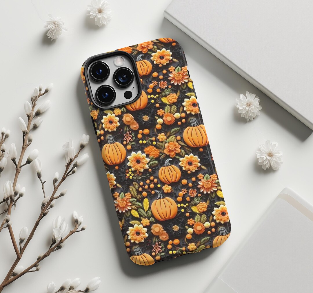 Thanksgiving Pumpkin Phone Case, Vintage Floral, Fall Pumpkins, 3d Clay ...