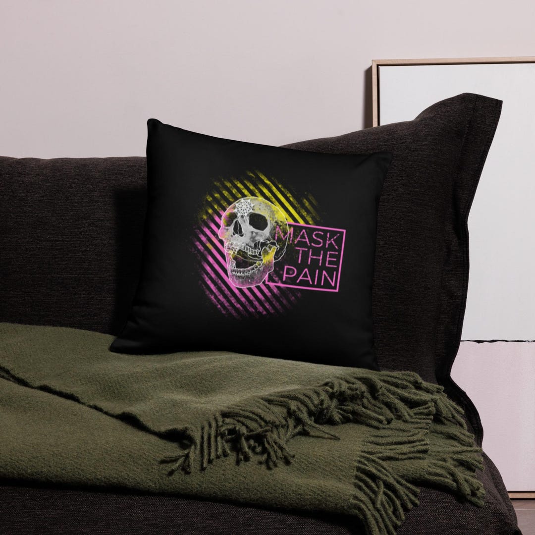 Mask the Pain / Death Finds Us Pillow - Etsy