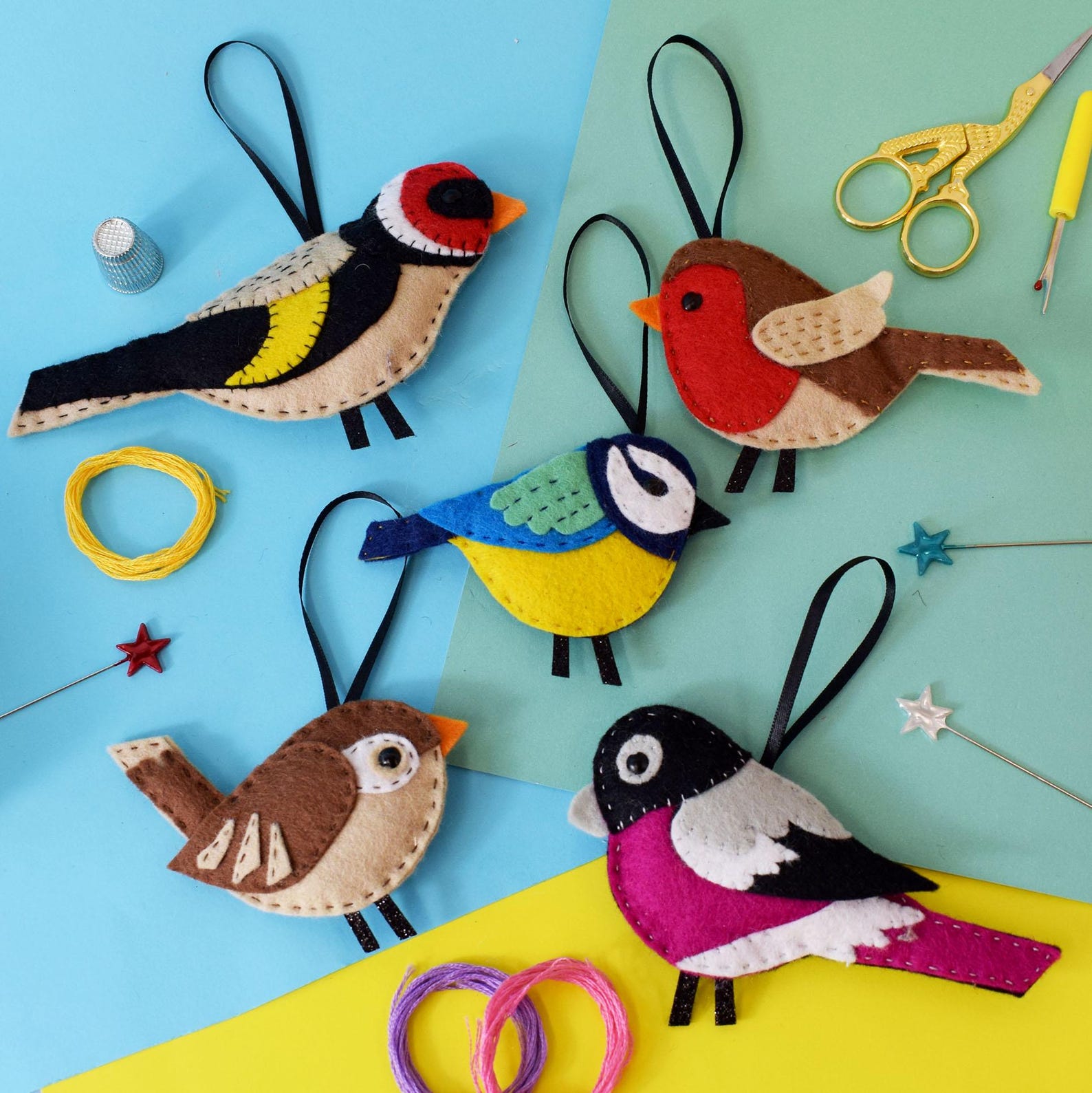 Handmade Felt British Birds Decoration Craft Sewing Kit to Make Felt ...
