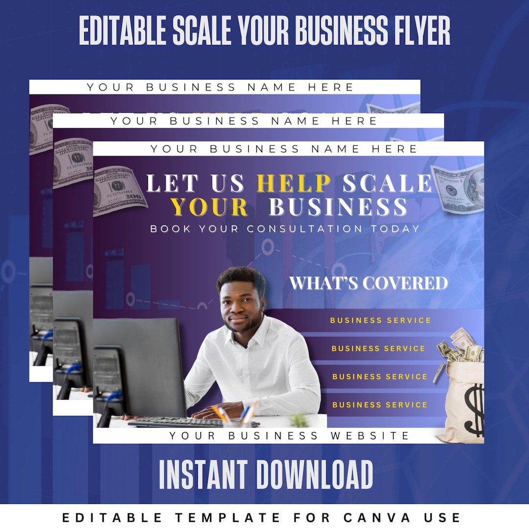 Scale Your Business Flyer, DIY Flyer Template Design, Wealth Building ...