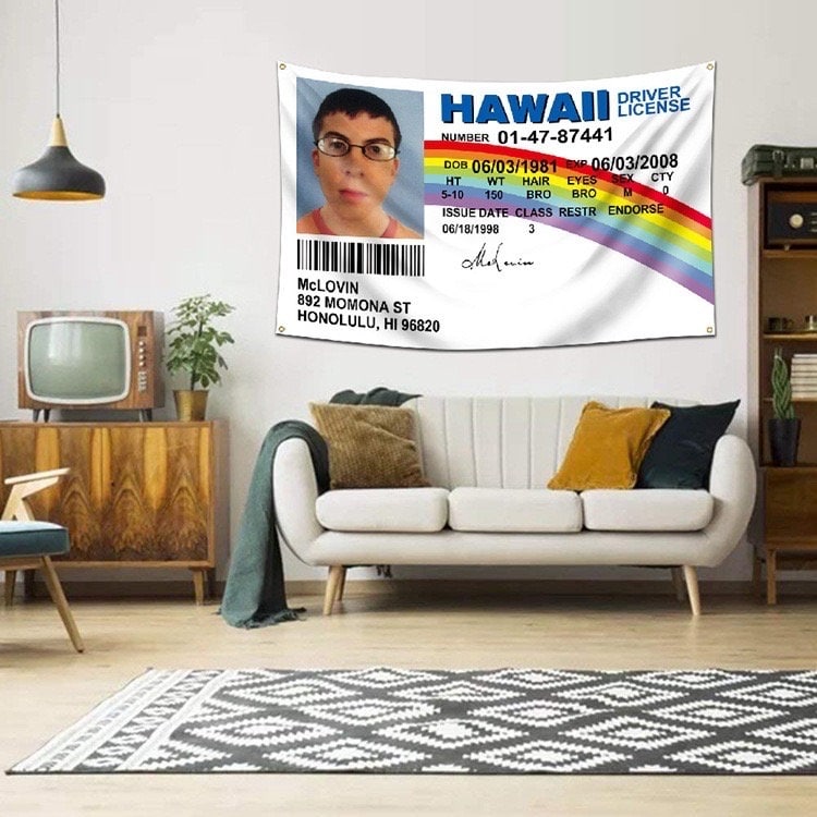 Mclovin ID Driver License Tapestry, Mclovin ID Wall Decor, Mclovin ID Gift, Room Poster, Dorm ...