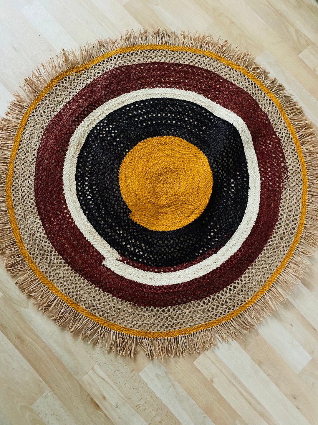 Handmade Raffia Rug With Natural Fiber. Designed in Madagascar With Our ...