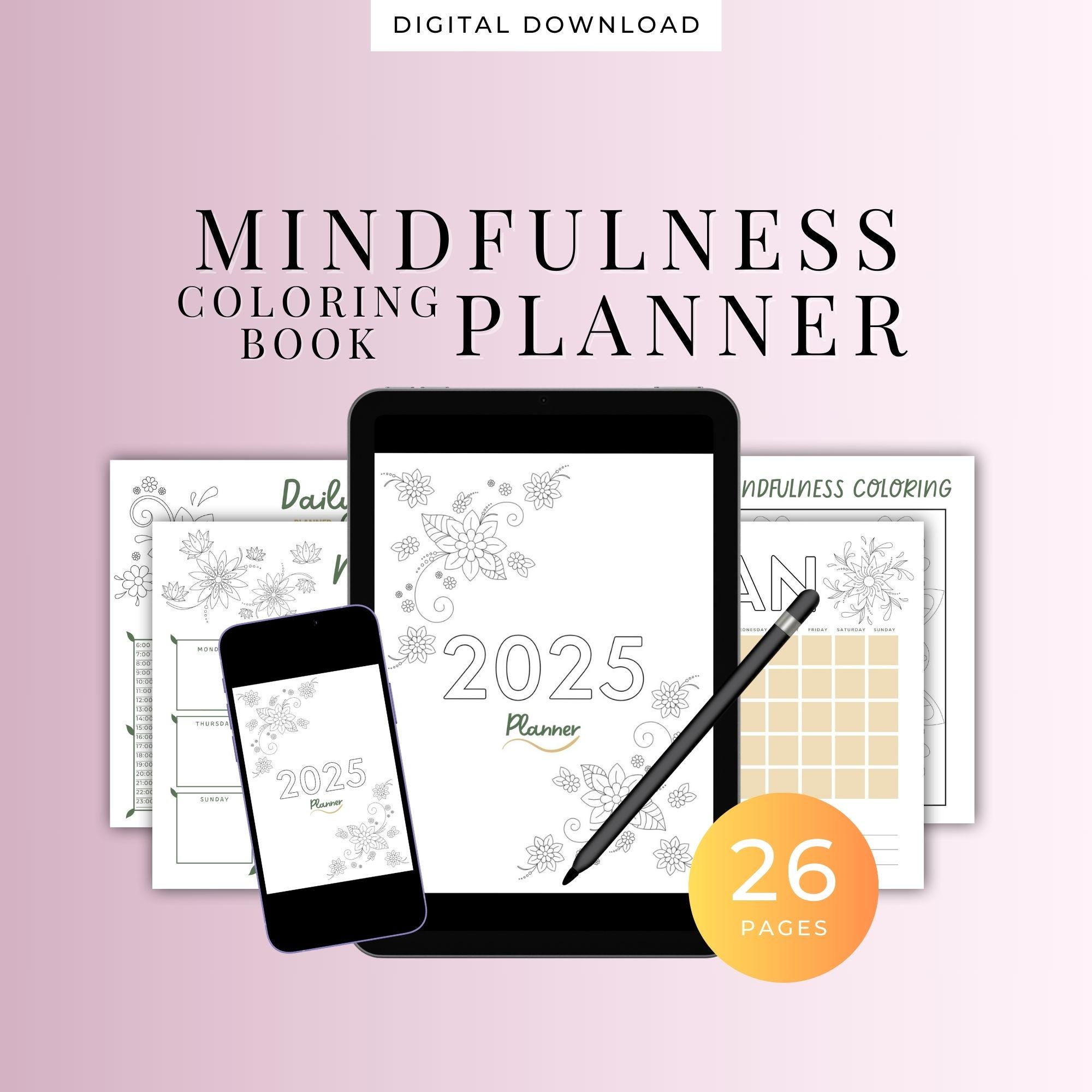 Mindfulness Coloring Planner | Adult Coloring Book Organizer ...