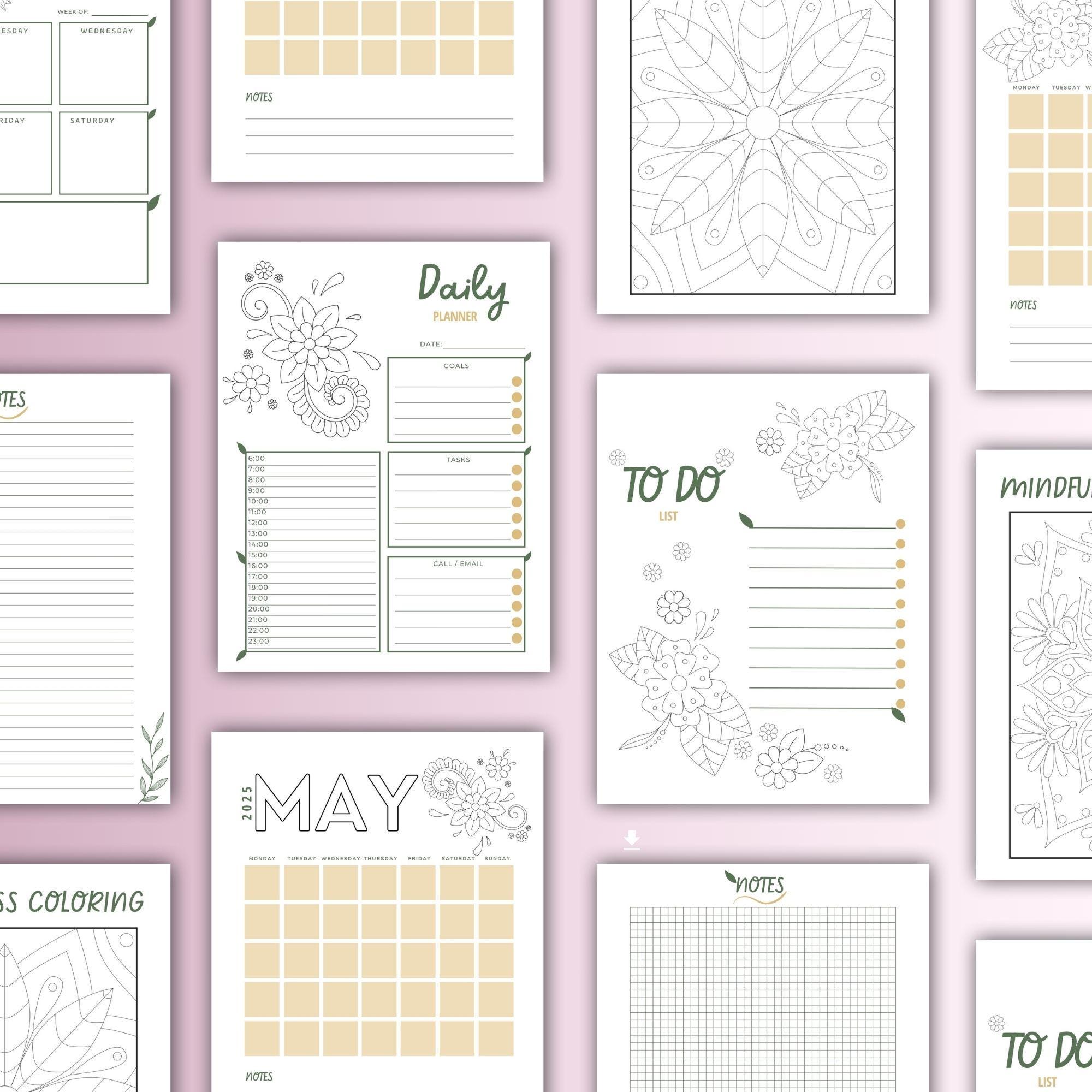 Mindfulness Coloring Planner | Adult Coloring Book Organizer ...